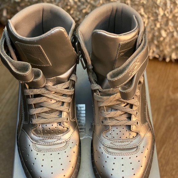Puma | Shoes | Puma Platinum Mens Silver Leather High Top 7 Us | Poshmark